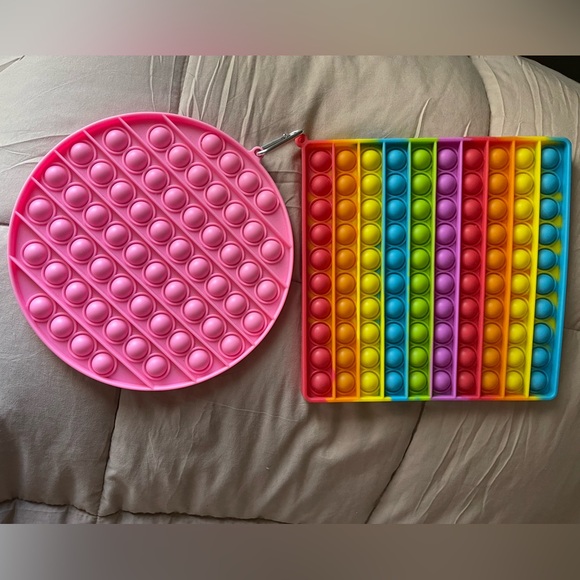 Toys | Fidget Set Of 2 Huge Pink And Rainbow Pop It Fidget Toys | Poshmark